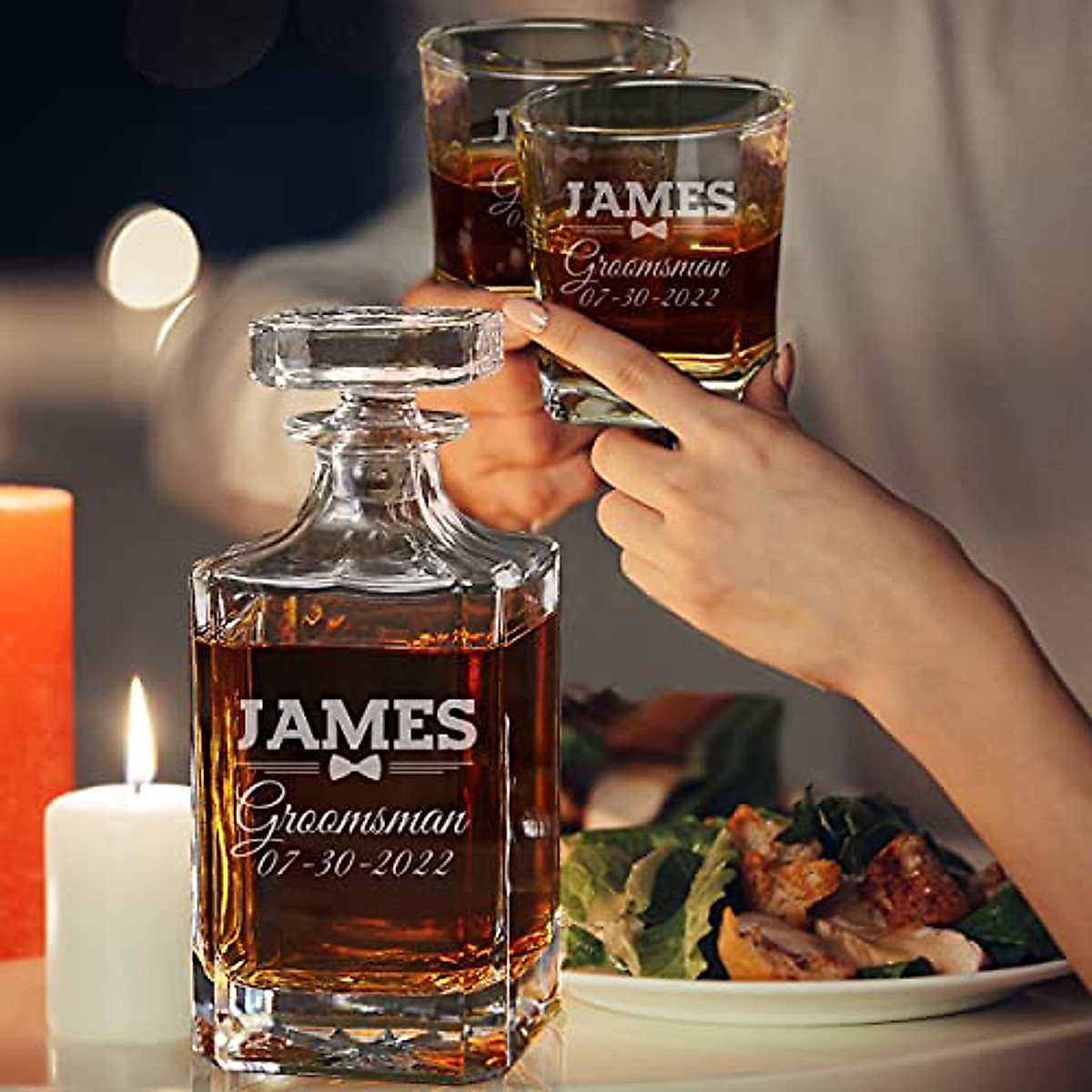 Groomsmen Whiskey Decanter, Custom Engraved for Best Man, Groom, Groomsman with WPS Design