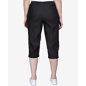 Alfred Dunner womens All Around Elastic Waist Denim Petite Capris - Elastic Waist Jeans Pants, Black, 16 Petite US