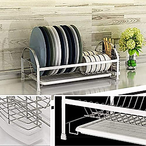 SDGH Stainless Steel Dish Rack - Kitchen Countertop Storage Dishes Drain Rack 55x26.5x19.7cm(LxWxH)