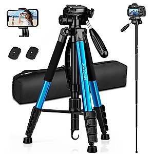 Camera Tripod, 72” Tripod for Camera Stand, Aluminum Heavy Duty Tripod for Video Photo, 5 in 1 Travel Camera Tripod & Monopod Compatible with Canon Nikon Cameras DSLR Camcorder Projector Phone