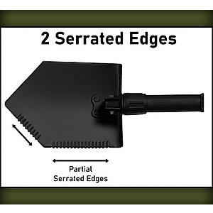 USGI Industries Military Style Shovel | Tri-Fold Entrenching Tool with Serrated Edge | Lightweight, Foldable, Compact, Multi-Use Perfect for Camping, Survival, Trenching (OCP Cover)