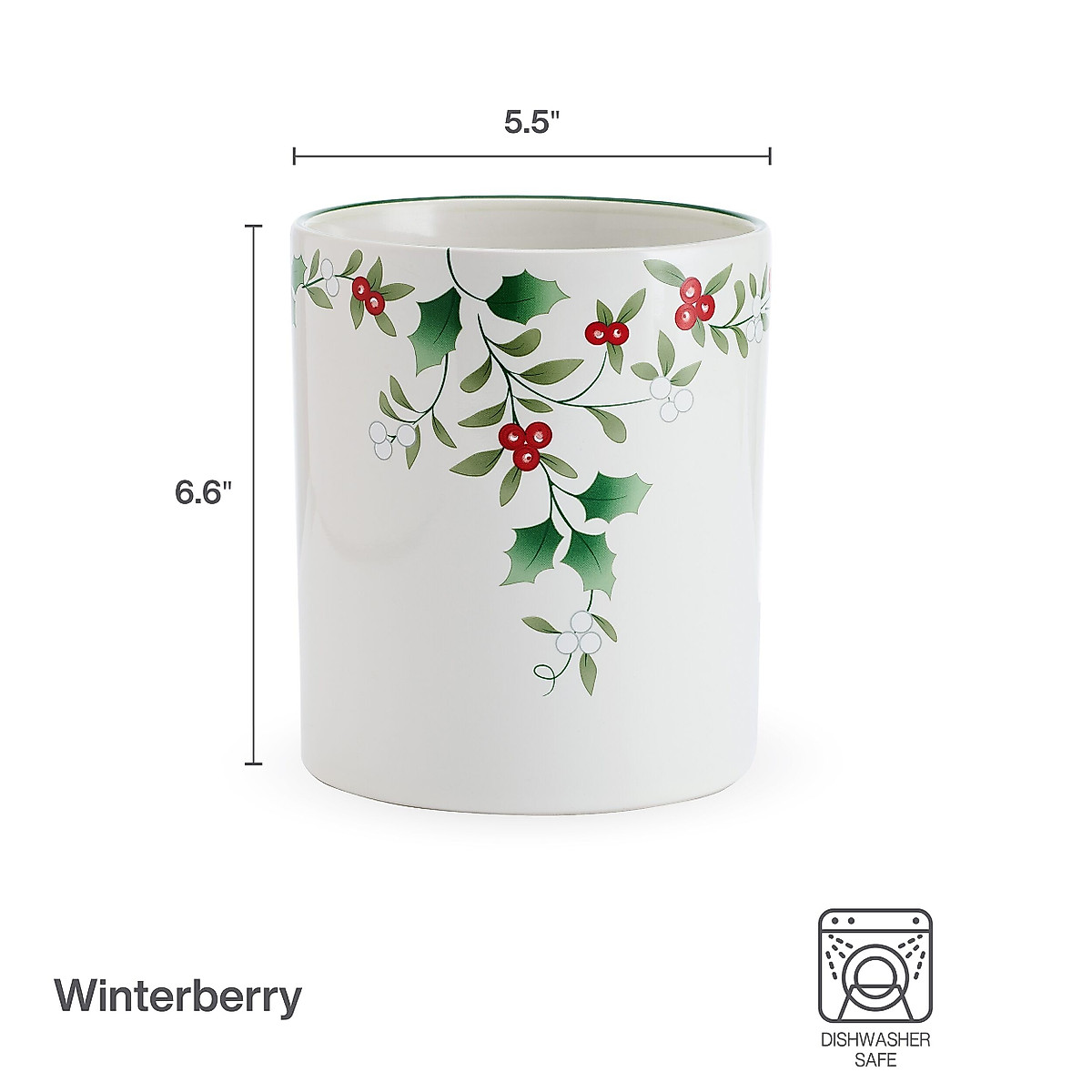 Pfaltzgraff Winterberry Kitchen Utensil Crock Holder, 6 Inch, Multicolored