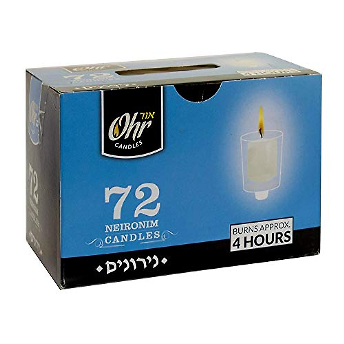 Ohr 4 Hour Neironim Candles - Shabbat and Small Votive Wax Candle - 72 Count