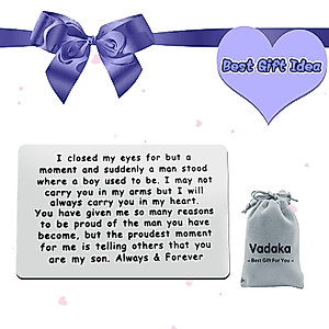 Vadaka Metal Wallet Insert Card Gift From Mom to My Son Inspirational Gift Encouragement Birthday Graduation Wedding Gift Mom to Son Inspirational Card