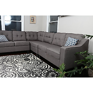 Oliver Smith - Large Brownish Grey Linen Cloth Modern Contemporary Upholstered Quality Sectional Left or Right Adjustable Sectional 106" x 82.5" x 34"