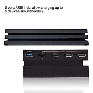 125 5 Port USB Hub for PS4, USB 3.0 2.0 High Speed Expansion Hub Charger Controller Splitter Expander Specially Designed for PS4 Game Console