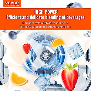 VEVOR Professional Blender with Shield, Commercial Countertop Blenders, 68 oz Jar Blender Combo, Stainless Steel 9 Speed & 5 Functions Blender, for Shakes, Smoothies, Peree, and Crush Ice, White