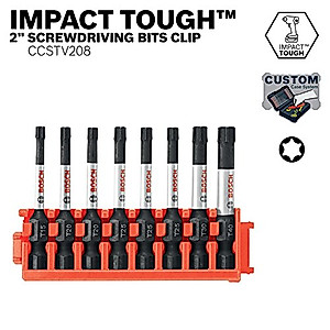 BOSCH CCSTV208 8-Piece Assorted Set 2 In. Impact Tough Torx Power Bits with Clip for Custom Case System