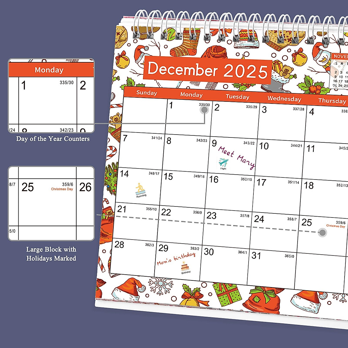Desk Calendar 2023-2024, Monthly Desktop Calendar, Standing Flip Calendar with Thick Paper(Jan. 2023 - Jun. 2024, 10" x 8.25" ), Academic Year Standing Desk Calendar with Planner Stickers