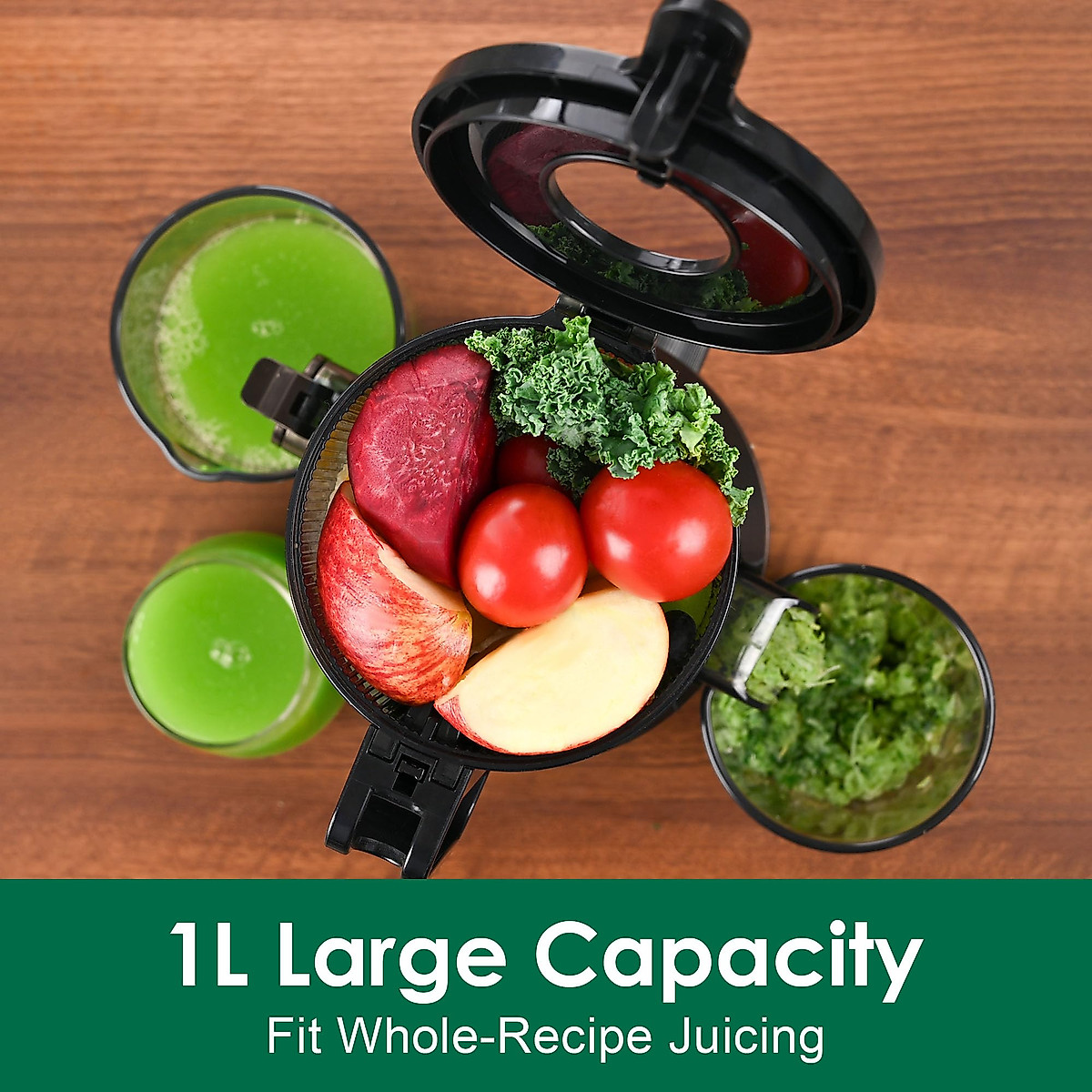 Cold Press Juicer Machines,Fretta Slow Masticating Juicer Machines with 4.25" Large Feed Chute,Fit Whole Fruits & Vegetables Easy Clean Self Feeding,High Juice Yield,BPA Free (Silver)