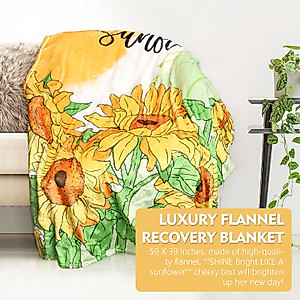 Sunflower Gifts for Women, Get Well Soon Gifts Birthday Gifts with Inspirational Blanket Tumbler for Best Friend Sister Mom - Sending You Sunshine and Hugs Care Package Baskets