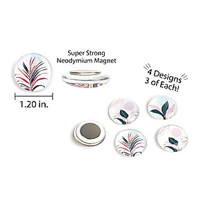 12 Pack Multicolor Plant Fridge Magnet Set, Strong Refrigerator Magnets for Whiteboard, Cute Magnets for Lockers, Neodymium Magnet Backing