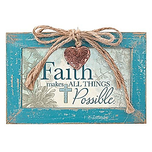Cottage Garden Faith All Things Possible Petite Locket Teal Distressed Music Box Plays Amazing Grace