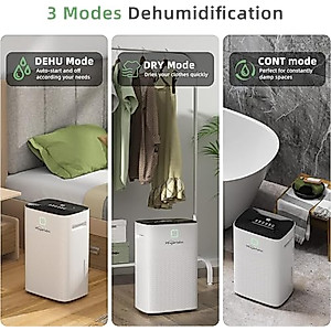 HOGARLABS 50 Pint Dehumidifiers for Home Basements, with 3 Working Modes, Overflow Protection, and Auto Shut off Restart. Ultra Silent Dehumidifier with Drain Hose, Intelligent Humidity Control