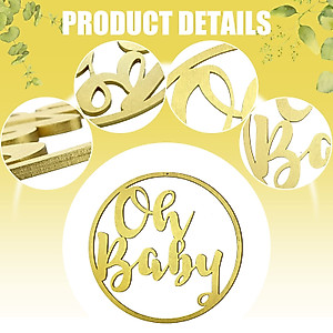 12.6 Inch Baby Wooden Sign for Backdrop Baby Shower Decorations Glitter Baby Wooden Sign for Gender Reveal Wall Photo Props Boy Girl Baby Announcements Birthday Party (Gold)