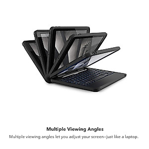 ZAGG Rugged Book iPad Case with Detachable Magnetic-Hinged Keyboard for iPad Air 3, iPad Pro 10.5" & 10.2" (9th Gen), Multi-Device Bluetooth, Apple Pencil Holder, Long-Lasting Battery, Wireless, Black