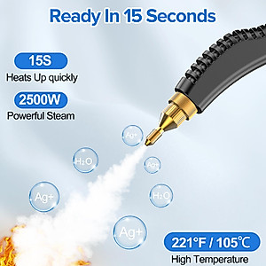 AUXCO 2500W Steam Cleaner, High Pressure Steamer for Cleaning, Portable Handheld Steam Cleaners for Home Use, Steamer for Car Detailing, Steam Cleaner for Upholstery, Kitchen, Bathroom, Grout and Tile