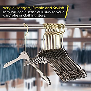 Dyna-Living Acrylic Hangers 15 Pack Stylish Clothes Hangers with Gold Hooks Non-Slip Coat Hangers for Closet, Wardrobe, Clothing Store(Round Head)