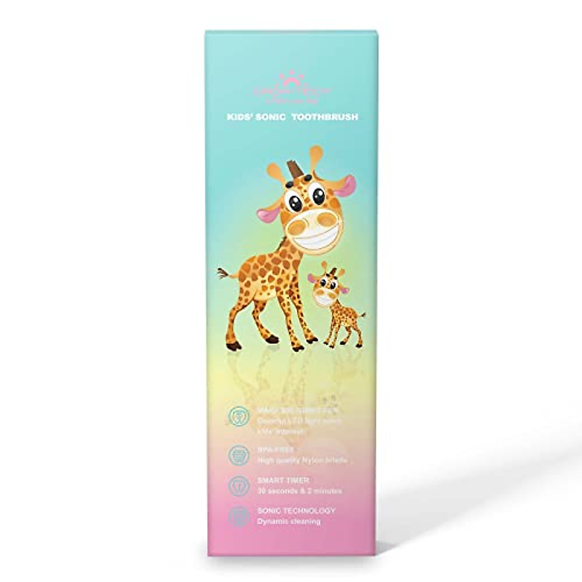 Kids Electric Toothbrush Toddler Toothbrush Age 2-4-8-12 Girls Electric Toothbrush with Timer Rainbow LED Light Up Vibrating Toothbrush Battery Operated Childrens Sonic Tooth Brush (Pink Giraffe)