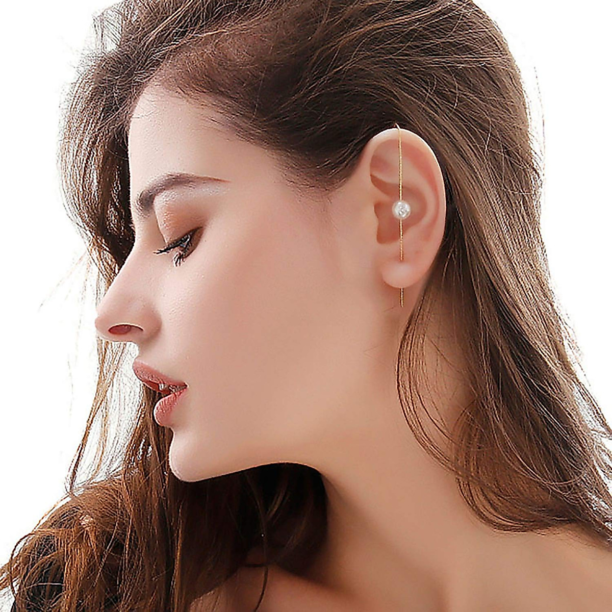 Ear Crawler Earrings for Women Ear Cuff Earrings Helix Hook Earrings Ear Wrap Earrings Snowflake Rhinestone Lightning Bolt Pierced Earrings Trendy Jewelry for Women 2024