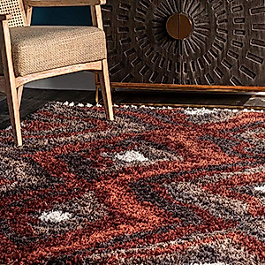 nuLOOM Alexia Abstract Diamond Shaggy Tassel Area Rug, 5' 3" x 7' 6", Multi