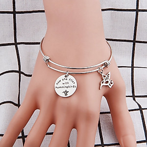 ENSIANTH Now She Flies with Hummingbirds Brcelet Hummingbird Memorial Jewelry Sympathy Gift for Her (Hummingbirds Bracelet)