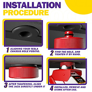 Jack Pad for Tesla Model 3 Y S X, Tesla Lifting Pucks Upgraded Polyurethane Jack Adapter Accessories Without Stinks, Howbow Floor Jack Tire Repair Tool Protects Battery & Chassis 4Pcs Red with Bag1