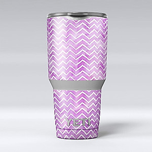 Design Skinz White Chevron Over Purple Grunge Surface - Skin Decal Vinyl Wrap Kit Compatible with The Yeti Rambler Cooler Tumbler Cups