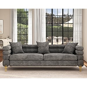 AMERLIFE Loveseat Sofa, 2 Seater Couch- Deep Seat Sofa Couch, Comfy Sofa for Living Room- Grey Couch