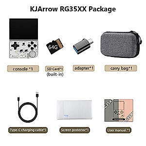 KJArrow Retro Game Console RG35XX IPS Screen, Game Console for Kids and Adults Preload Games, Handheld Game Player Support HDMI to TV and Gamepad, Linux Multi-emulator Portable Gaming Machine