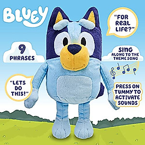 Bluey - 13" Talking Plush - Interactive - Sing Along, 9 Different Phrases