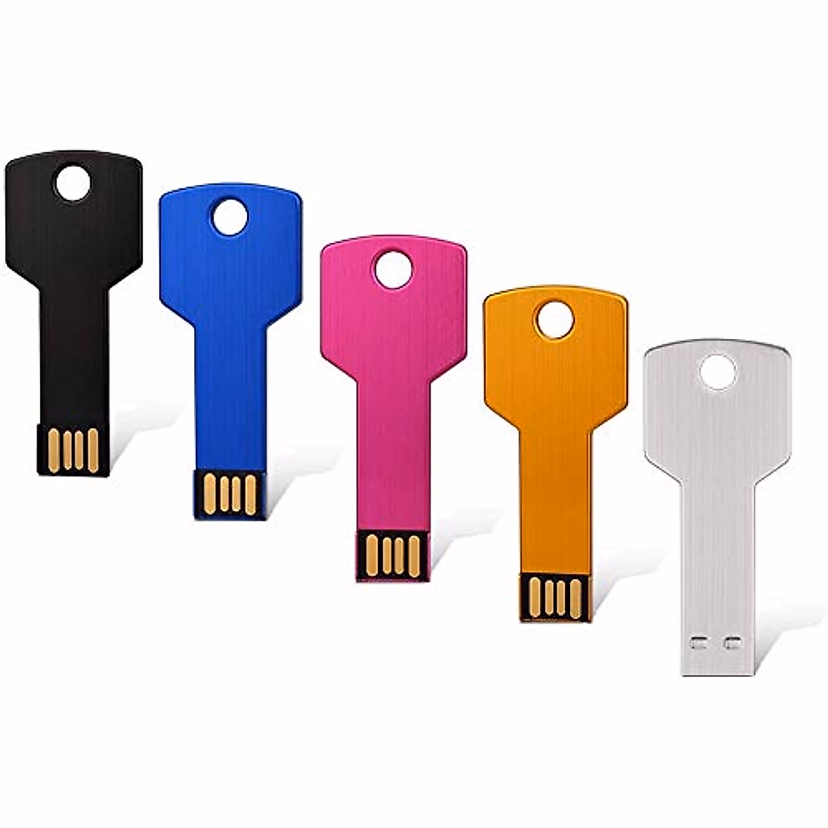 USB Flash Drives 5 Pack 64GB USB 2.0 Metal Thumb Drives K&ZZ Jump Drive Memory Stick Key Shape for Students,Office,Company- Multicolor