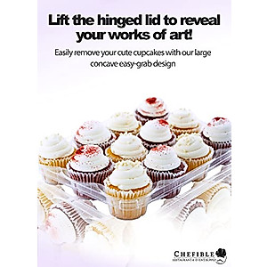 Chefible Premium Plastic Disposable 12 Cupcake Carrier Container Box, High Dome, Extra Sturdy For Easy Transport! 4 Pack