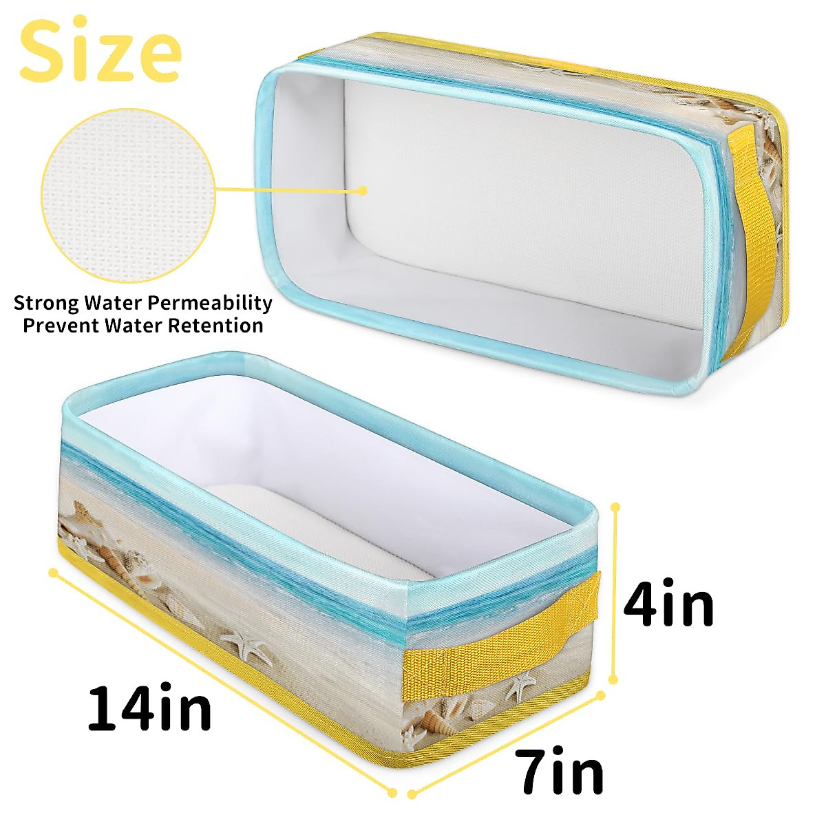 Sea Beach Starfish Bathroom Baskets for Organizing, Summer Seashell Foldable Storage Bins Toilet Paper Basket for Toilet Tank Top Fabric Storage Organizer for Shelves Closet Countertop