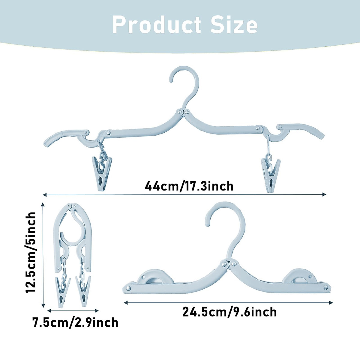 24 Pcs Travel Hangers with 48 Pcs Clips,Portable Folding Clothes Hangers Travel Clothes Hangers Travel Accessories Foldable Clothes Drying Rack for Travel Plastic Non Slip Clothing Hangers 4 Colors