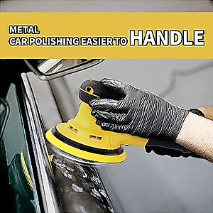 Electric Random Orbital Sander 350W Brushless Motor 3/16 inch Orbit, 110V 6-Inch 10000 RPM Variable Speed Tool for Metal Fabrication, Woodworking Walls and Car Polishing Yellow with Case