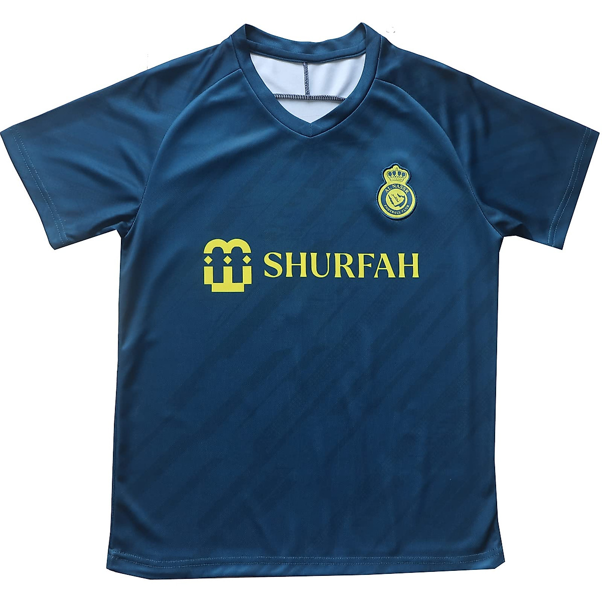 LeenBD Ronaldo No #7 Away Nassr Riyadh Al Kids Soccer Jersey Kit Shorts Socks Set Youth Sizes (Blue, 2-3 Years Old)