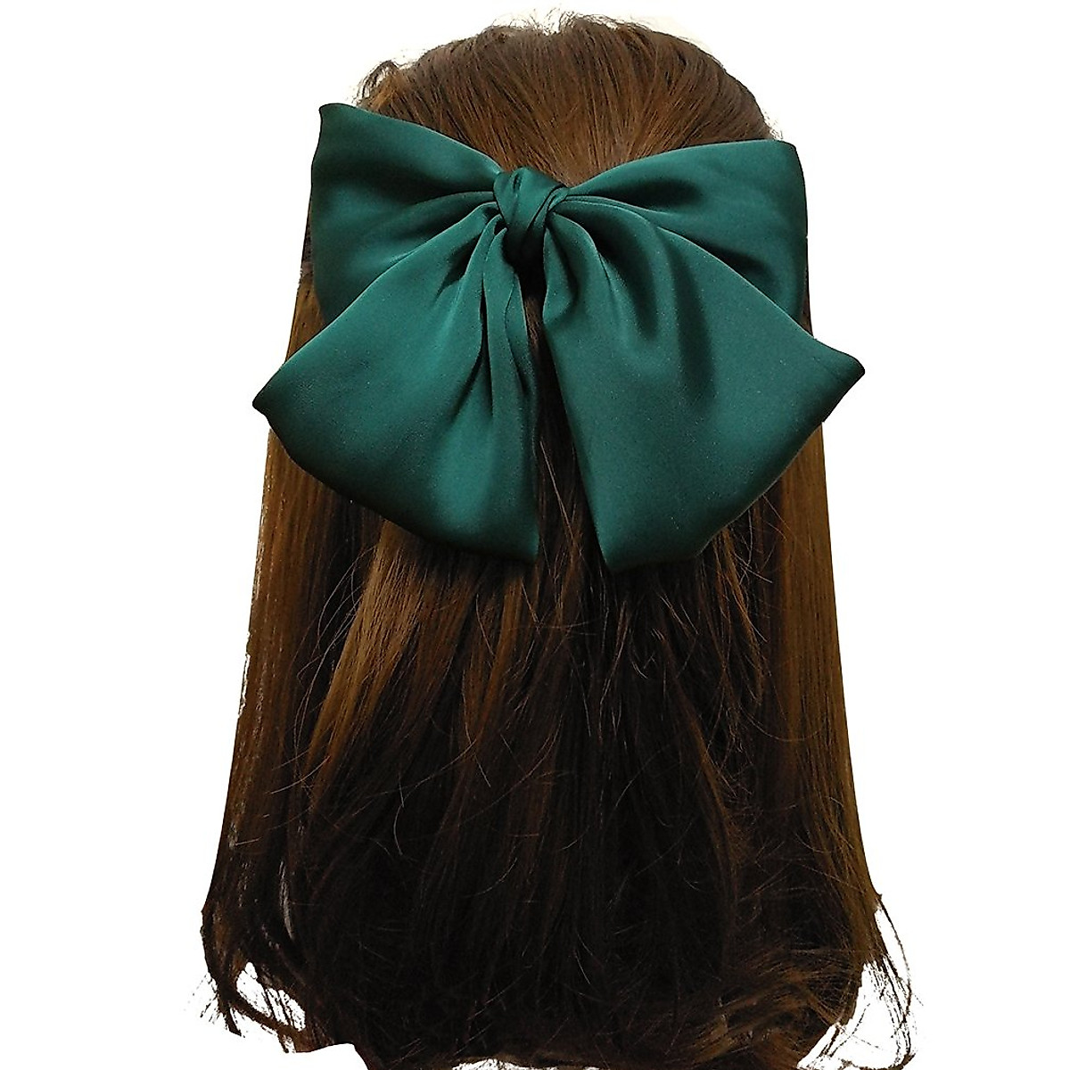PIDOUDOU Set of 6 Big Satin Solid 8 Inch Bow Hair Clips Women Barrettes