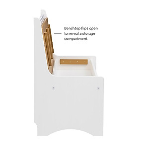 Linon Delk Wood 2 Tone Large Back Rest Bench in Honey and White