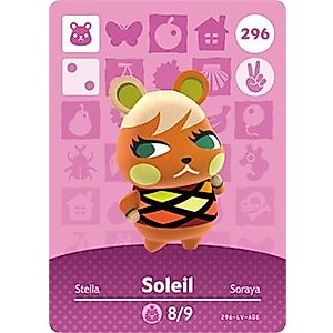 Soleil - Nintendo Animal Crossing Happy Home Designer Amiibo Card - 296