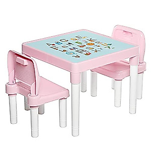 LIRUXUN Children 's Learning Table Chairs Set Kids Gaming Learning Tables Chair PP Table Cute Toy Game Table Desk for Girs Boy