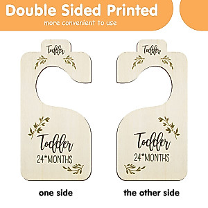 Fantasyon Wood Baby Closet Dividers Set of 8 Double-Sided Baby Clothes Organizer from Newborn to 24 Months Nursery Decor Dividers Hangers to Make a Tidy Organized Baby Closet