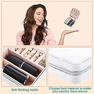 Hicarer 4 Pieces Small Travel Jewelry Boxes PU Leather Jewelry Organizer Box Portable Travel Jewelry Organizer Cases for Rings Earrings Necklace, for Girls Women