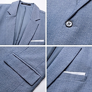 RONGKAI Mens Casual Blazer Sports Coats Suit Jackets for Men Slim Fit One Button Lightweight Blue