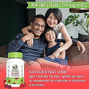 Vitamin D3 + Vitamin B12 | 2 Month Supply | Vitamin D & B12 Vitamin Supplements for Adults & Kids | Supports Bone Health | Promotes Energy Boost | Vegan | Non-GMO | Gluten Free | 60 Servings