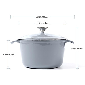 HAWOK Cast Iron Enameled Round Dutch Oven Casserole 3.5 Quart/3.3-Liters Gray……