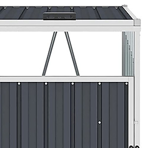 GOLINPEILO Triple Garbage Bin Shed Steel Storage Shed with Individually Lifting Lids for Backyard Outdoor Patio Garden Porch 83.9"x31.9"x47.6" Anthracite