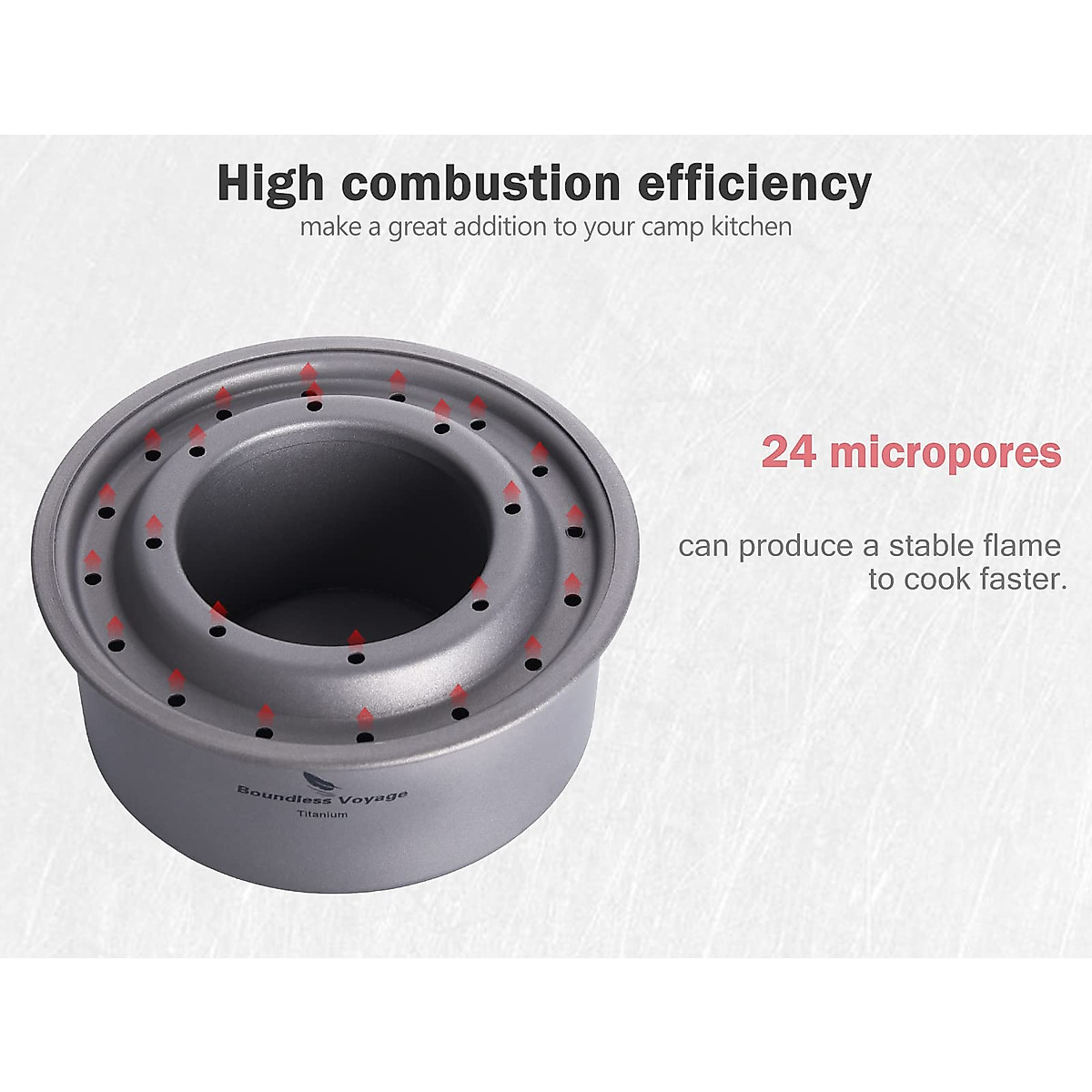 Boundless Voyage Titanium Alcohol Stove Spirit Burner with Fire Cover Outdoor Wood Stove with Stands Brackets Camping Multi-Fuels Ultralight Backpacking Stove (Stove Only)