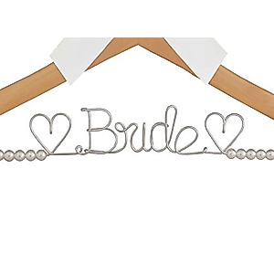 The Bride Hangers The Wedding Dress Hanging Bride's Wedding Gift (Wood Silver Thread with Pearl)