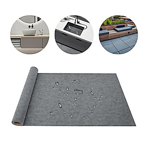 CheriMuMu 131.2 * 3.3ft Waterproof Membrane, Cuttable PE Fabric Shower Waterproof Roll Tile Floor Underlay Roll Membrane, Waterproof Thin Mortar Tile Membrane for Sauna Bathroom Kitchen Walls (Grey)